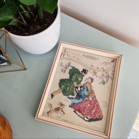 Vintage | Art | Vintage Needlework Winter Scene The Skating Pond | Poshmark